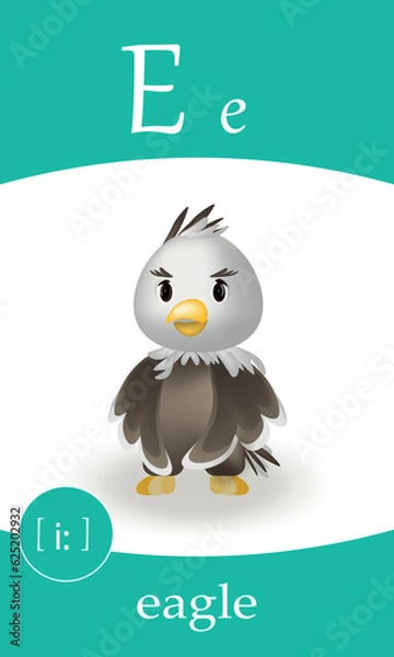 Fototapeta English alphabet flash card. Letter E study - eagle. Kids ...