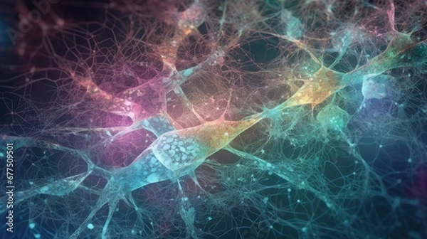 Fototapeta Nebula Neural Colorful Brain Cell Energy Connections, Brain ...
