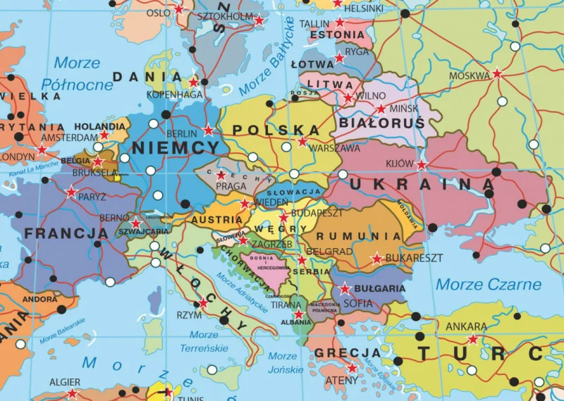 Obraz na płótnie Mapa świata po polsku